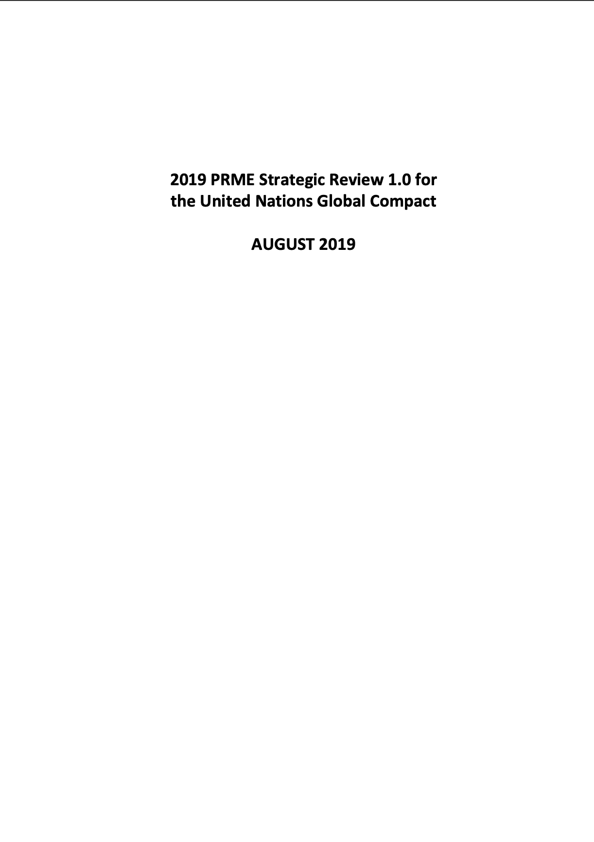 2019 PRME Strategic Review | UNPRME